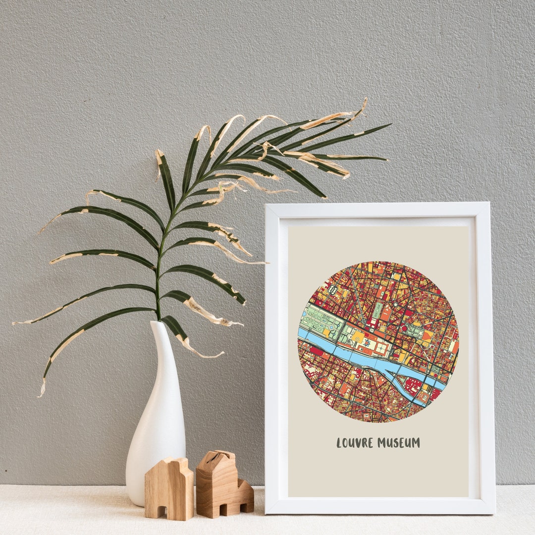 Louvre Museum Paris France City Map Colorful Digital City Maps ...