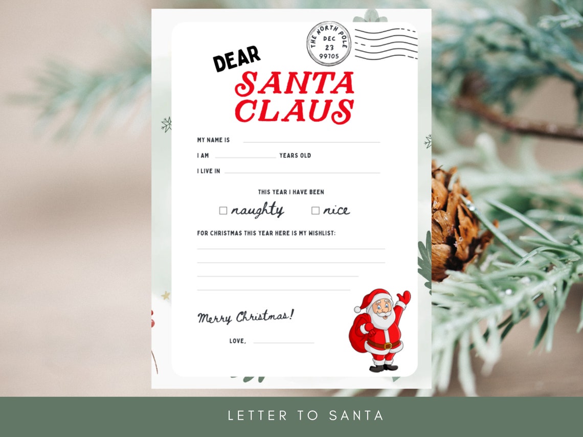 Printable Secret Santa | Letter to Santa Printable | Letter to Santa ...