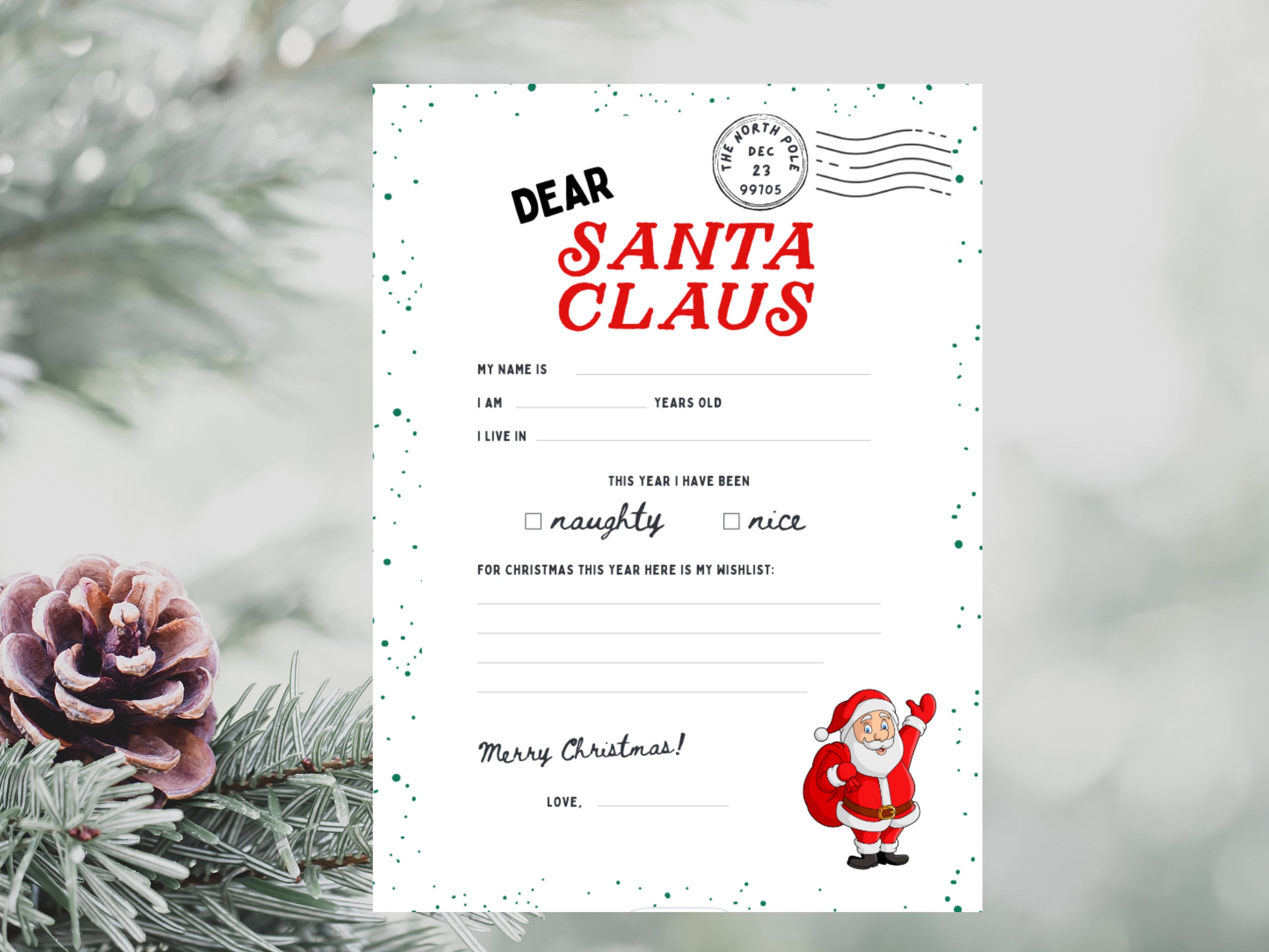 Printable Letter to Santa From Child | Letter to Santa Printable ...