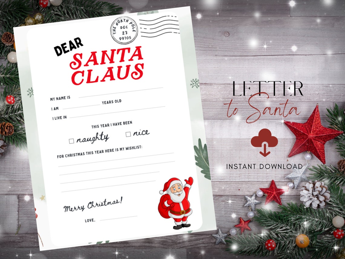 Printable Secret Santa | Letter to Santa Printable | Letter to Santa ...