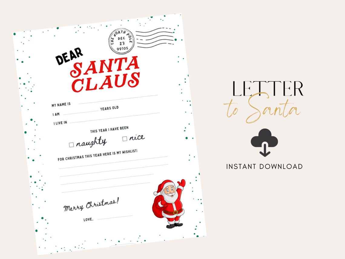 Printable Letter to Santa From Child | Letter to Santa Printable ...