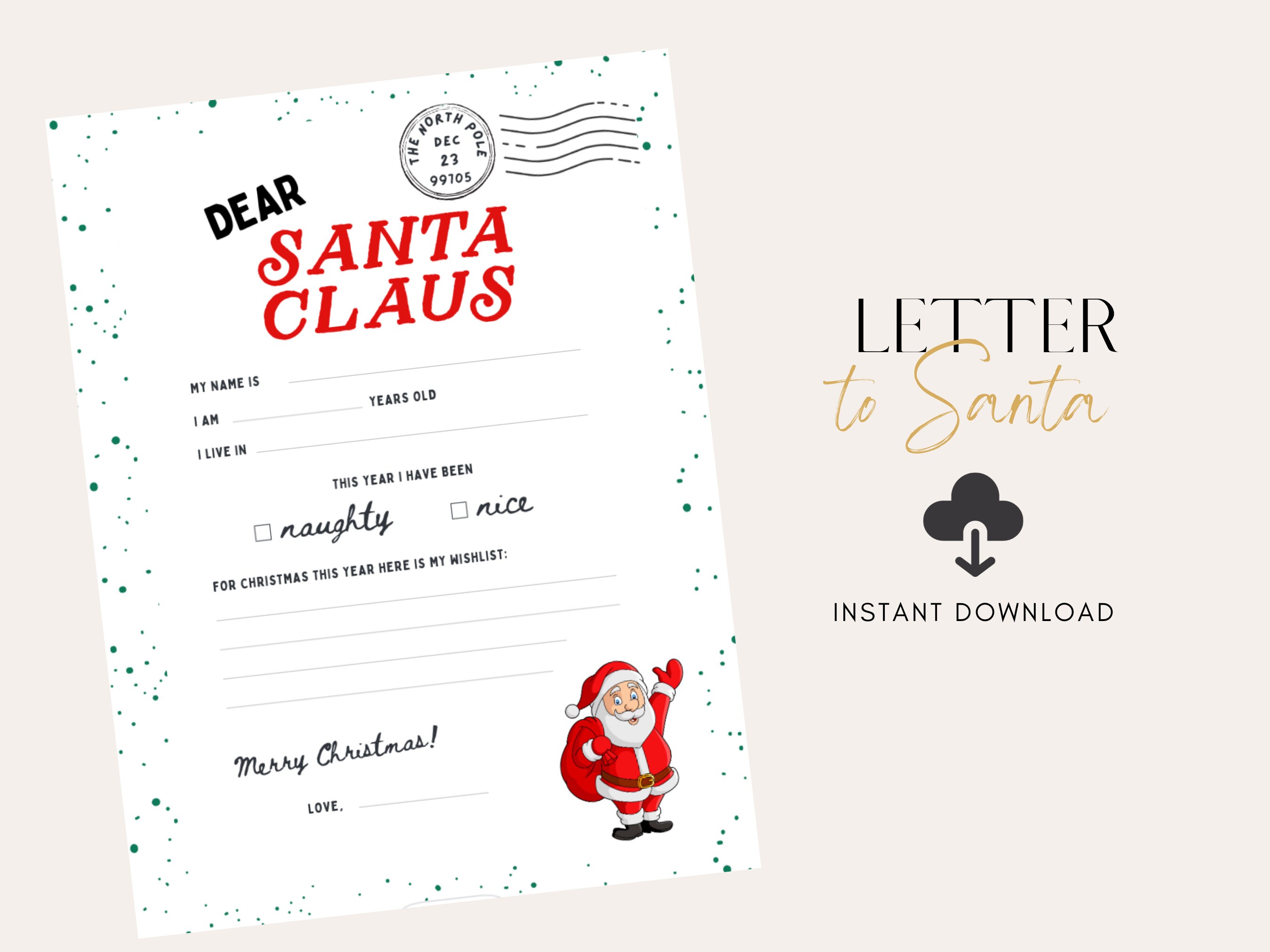 Printable Letter to Santa From Child | Letter to Santa Printable ...