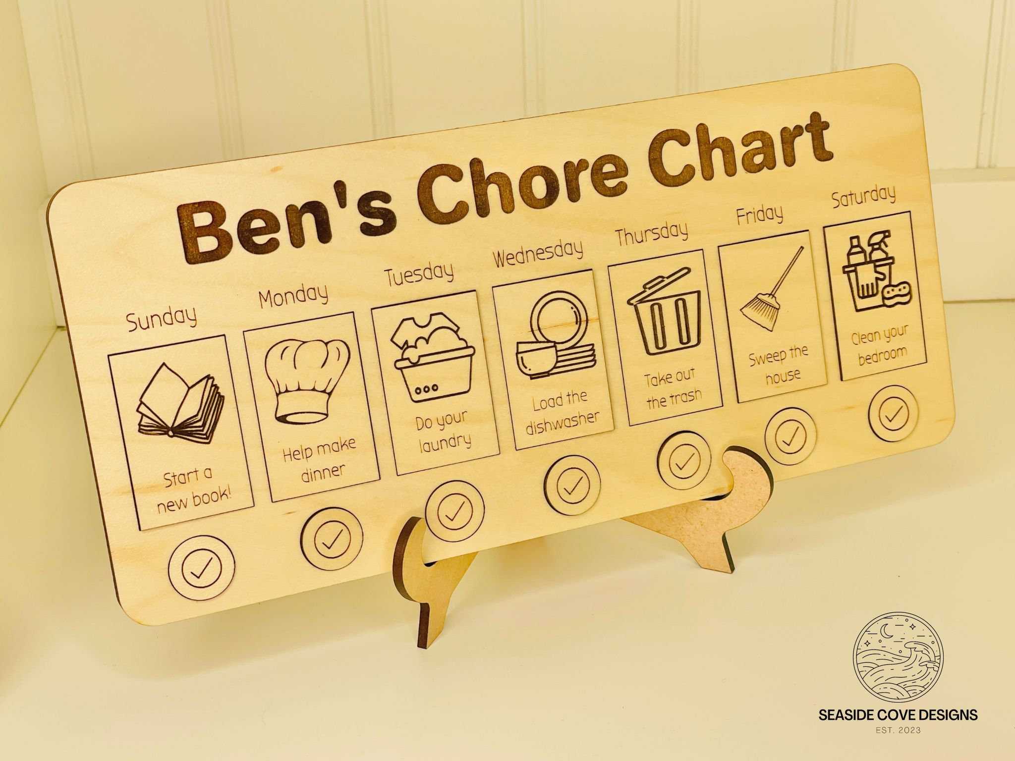 Wooden Chore Chart for Kids - Custom Engraved - Etsy