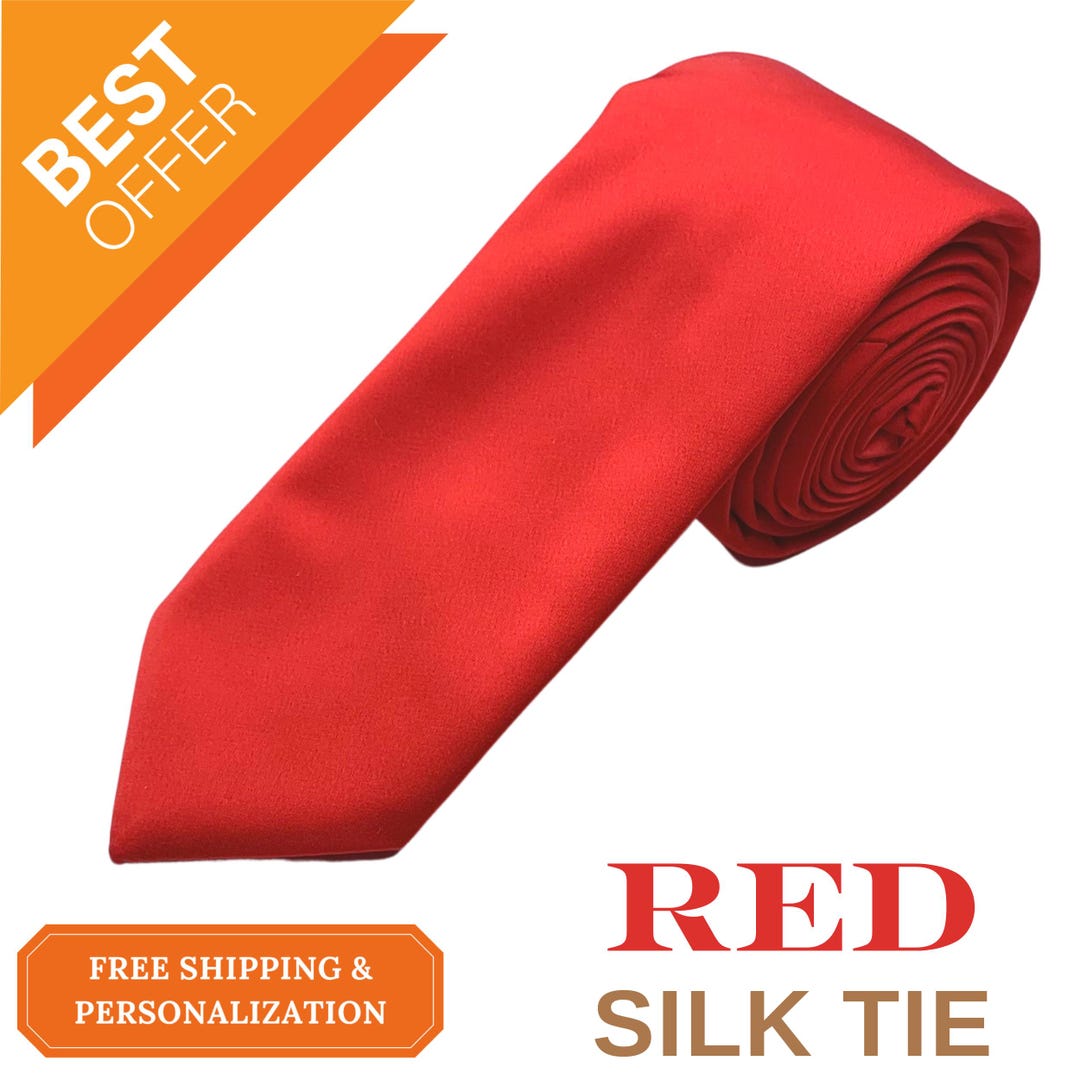 Red Silk Ties for Groomsmen, Kids - Elegant Necktie and Bow Tie Set ...