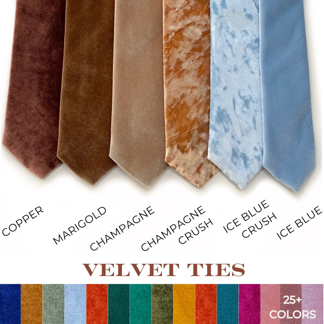Copper Ties Marigold Ties Ice Blue Velvet Ties, Groomsmen Neckties ...