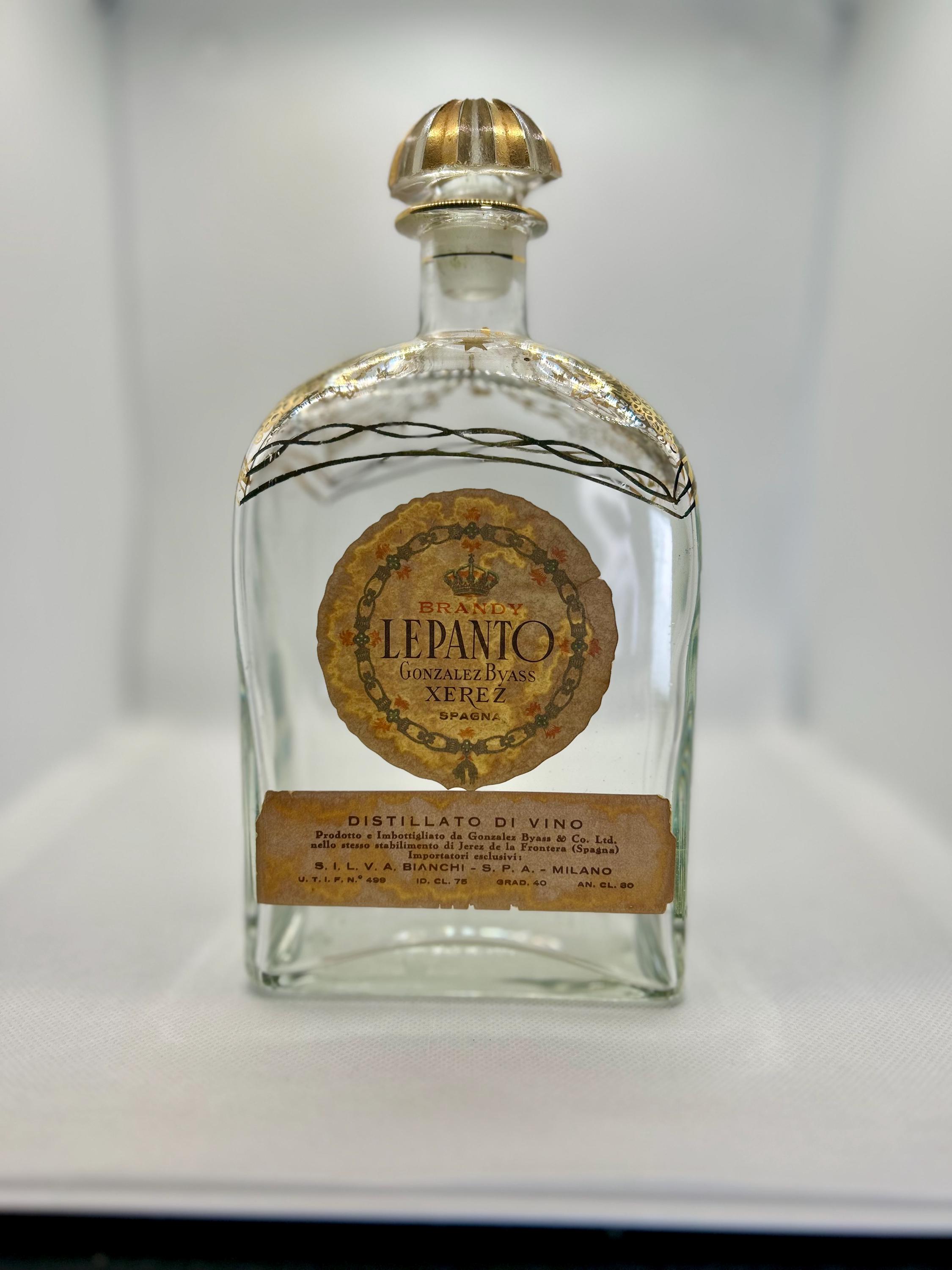 Vintage Lepanto Brandy Decanter: Gonzalez Byass Glass Bottle With Gold ...