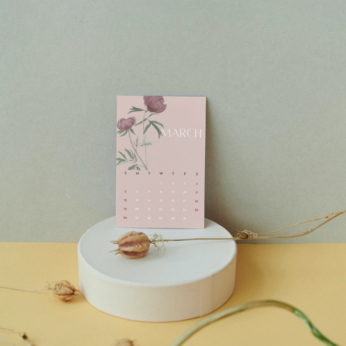 PRINTABLE 2023 Calendar Vintage Floral Desk Calendar Botanical - Etsy