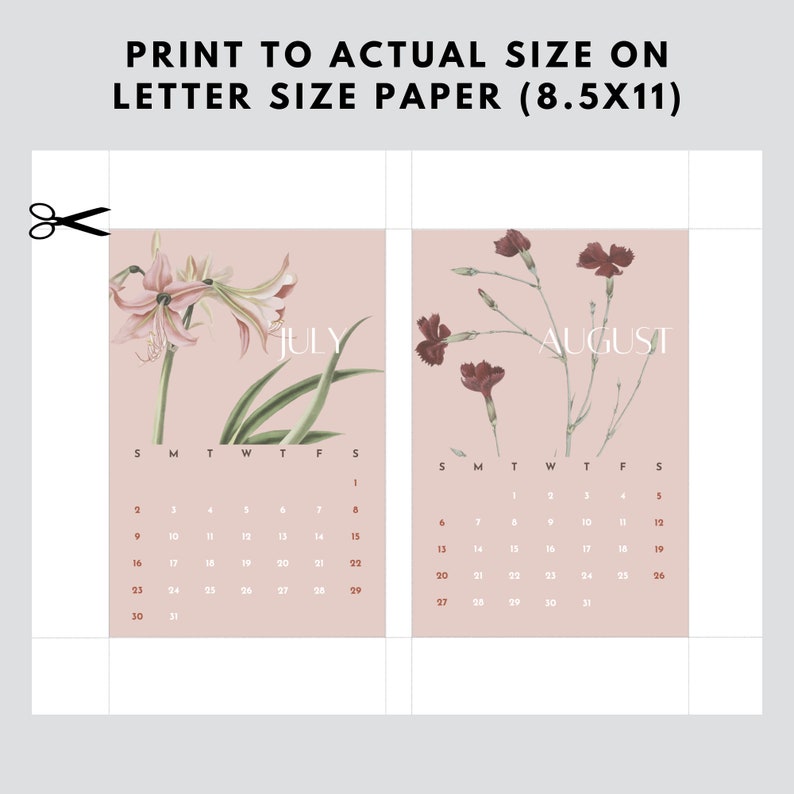 PRINTABLE 2023 Calendar Vintage Floral Desk Calendar Botanical - Etsy