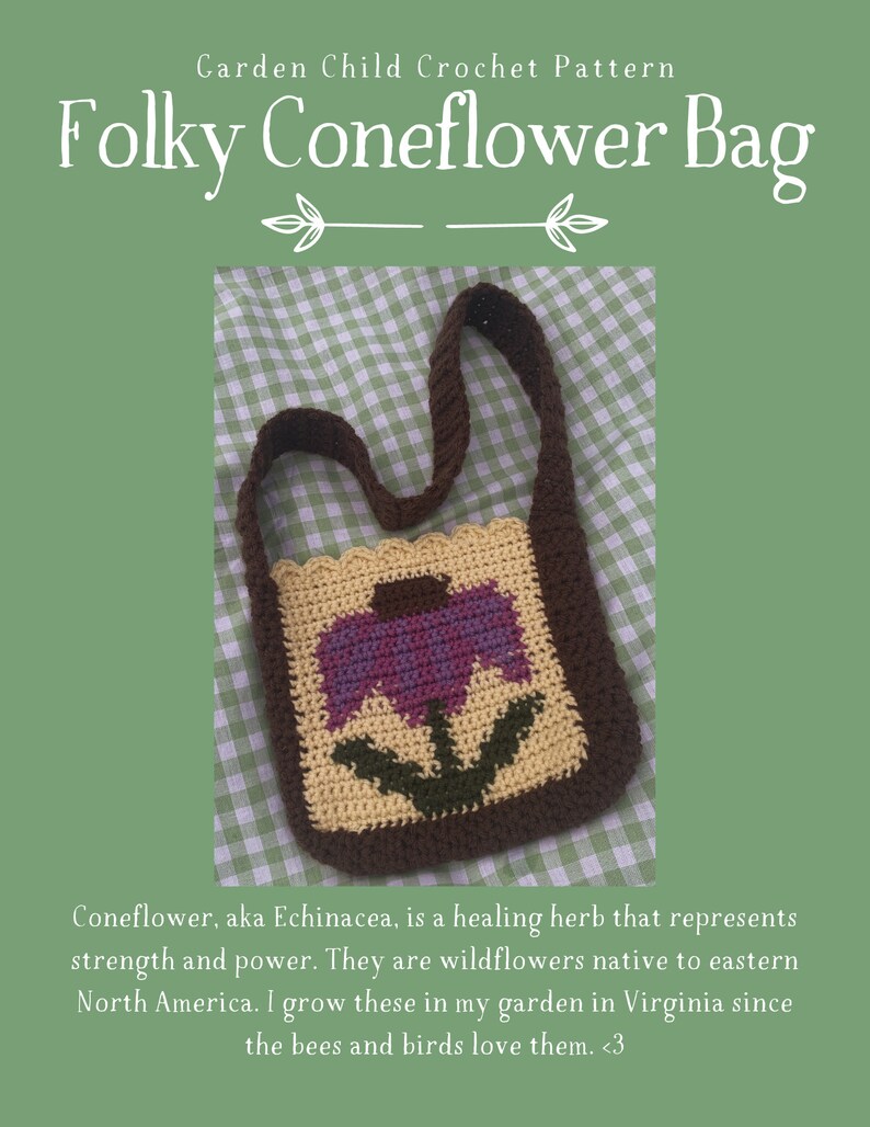 Folky Coneflower Bag Crochet PATTERN | Fairycore Cottagecore Shoulder ...