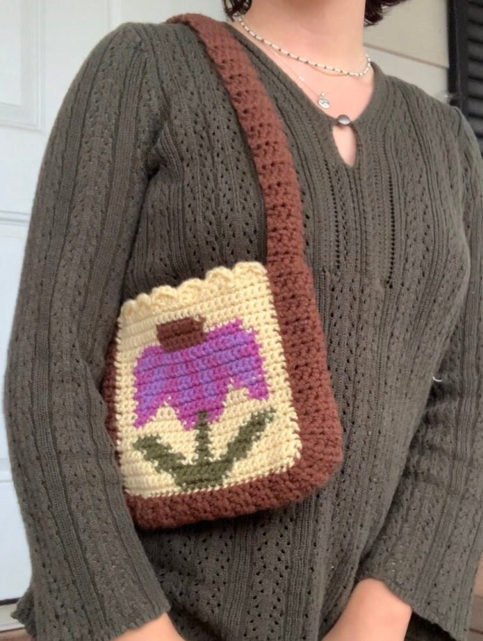 Folky Coneflower Bag Crochet PATTERN | Fairycore Cottagecore Shoulder ...