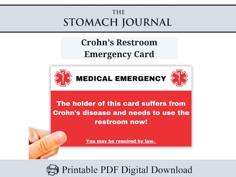 Crohn's Disease Bathroom Emergency Card Printable, Restroom Excuse Card ...