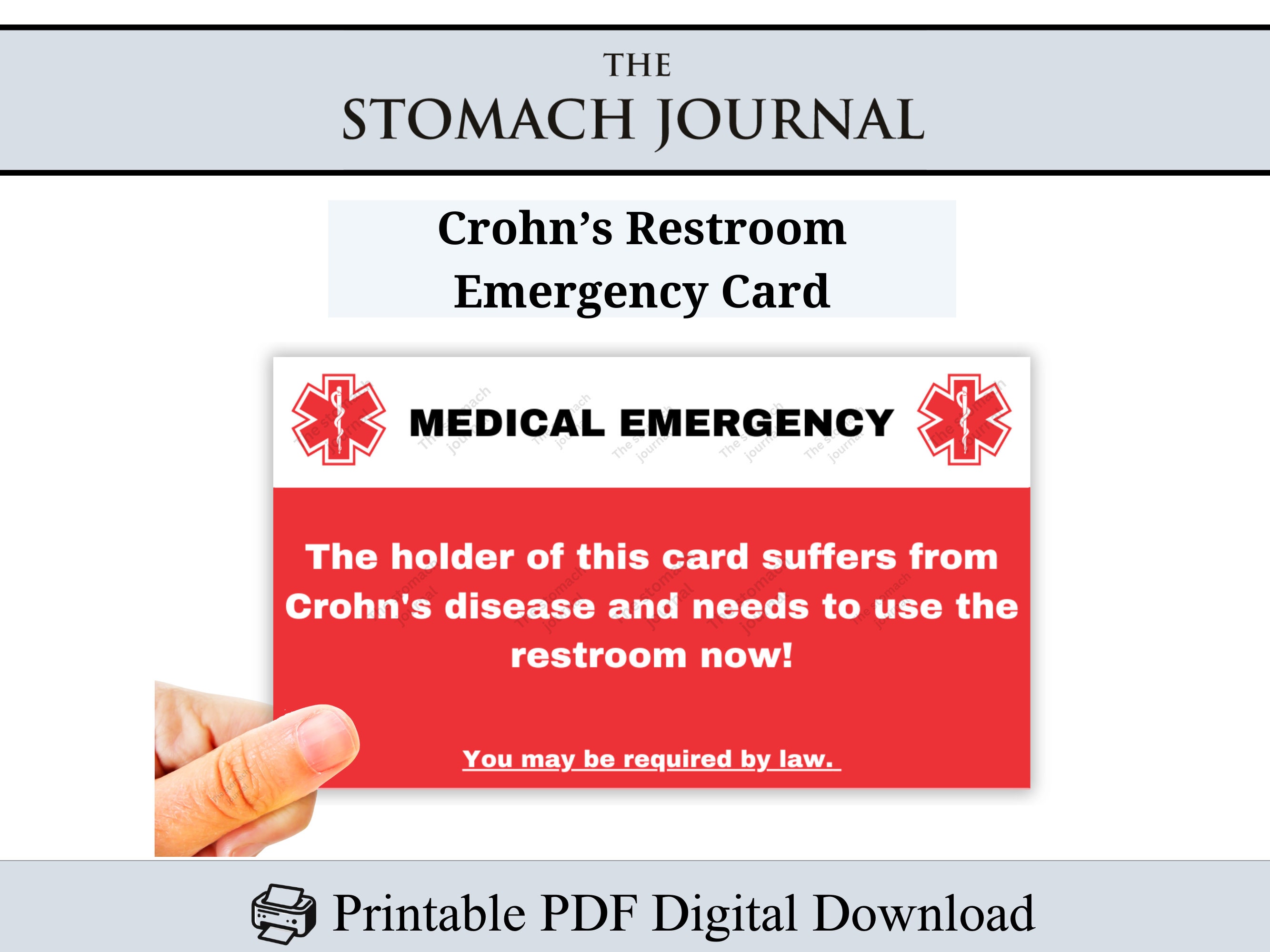Crohn's Disease Bathroom Emergency Card Printable, Restroom Excuse Card ...
