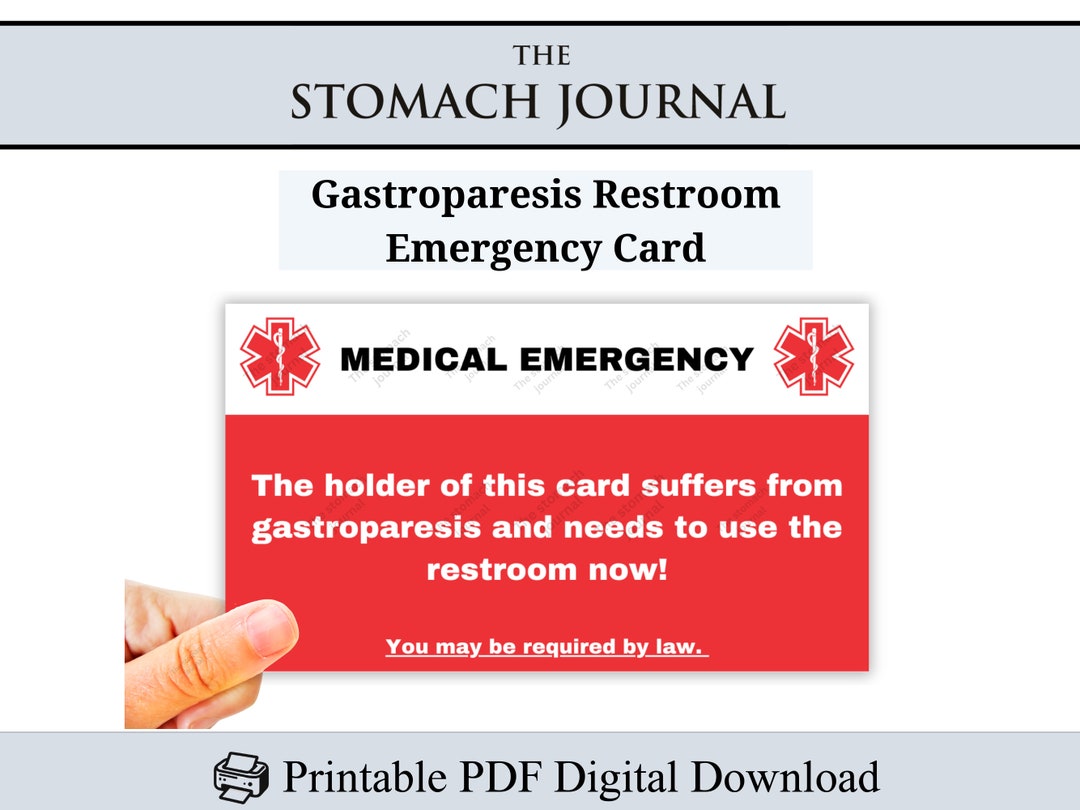 Gastroparesis Bathroom Emergency Card Printable, Restroom Excuse Card ...