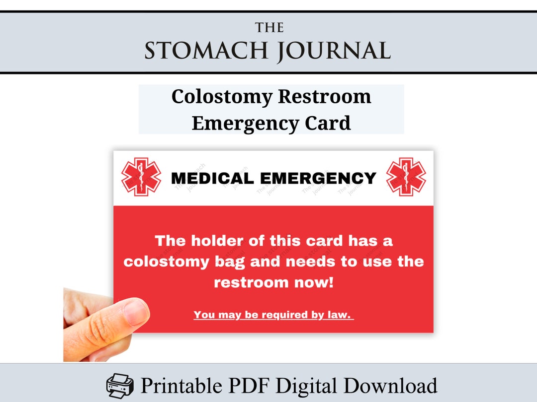Ostomy Bathroom Emergency Card Printable, Restroom Excuse Card ...