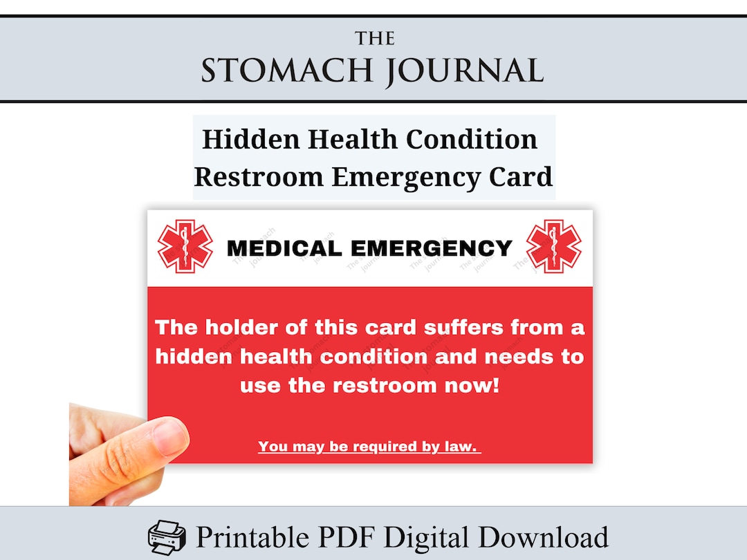 Hidden Health Bathroom Emergency Card Printable, Restroom Excuse Card ...