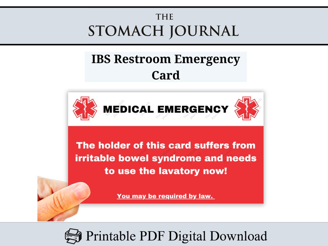 IBS Bathroom Emergency Card Printable, Restroom Excuse Card, Lavatory ...
