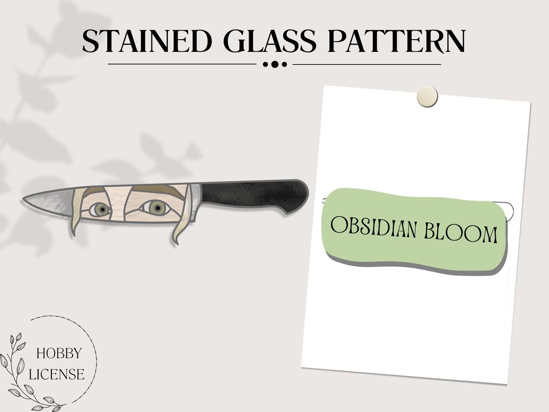 Stained Glass Knife Reflection Pattern Template, Woman in Weapon PDF ...