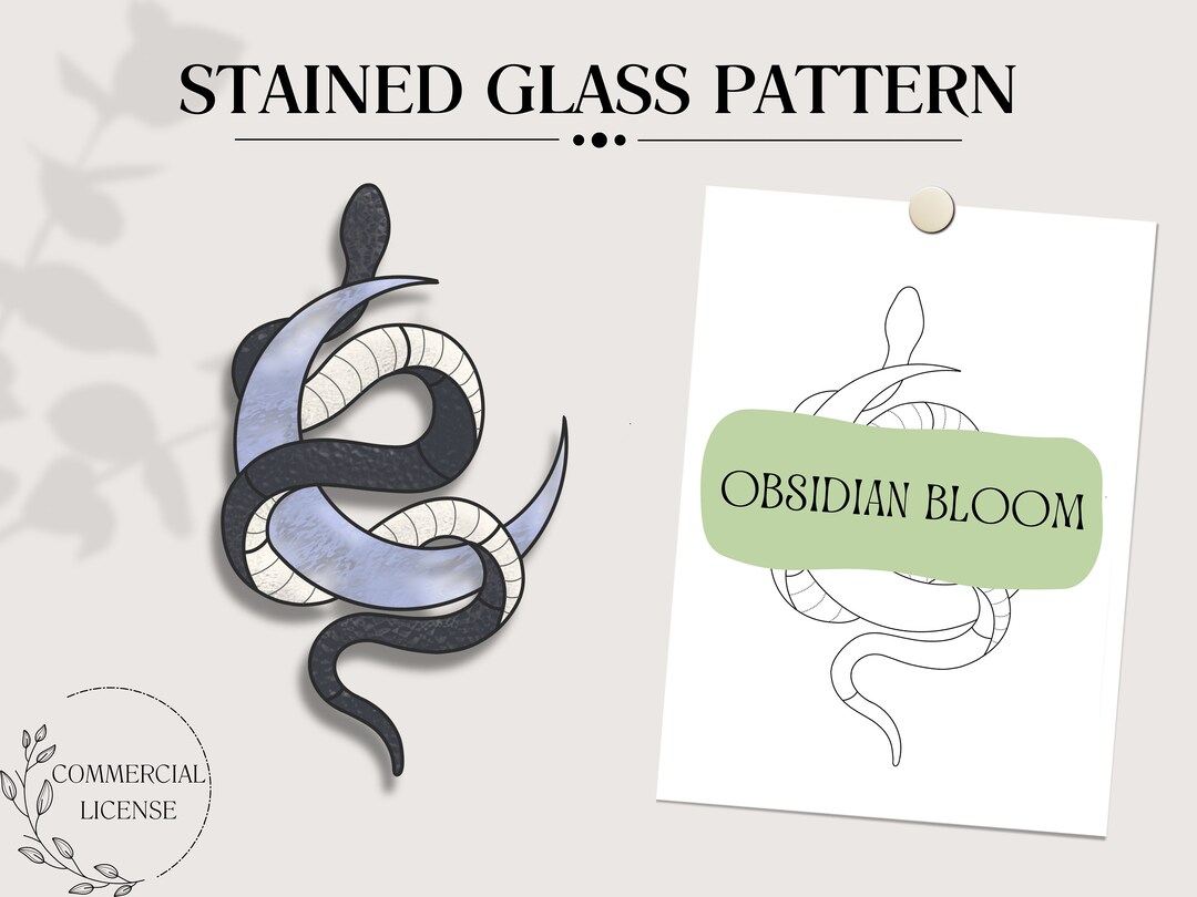 Stained Glass Snake and Moon Pattern Template, PDF Digital Download ...