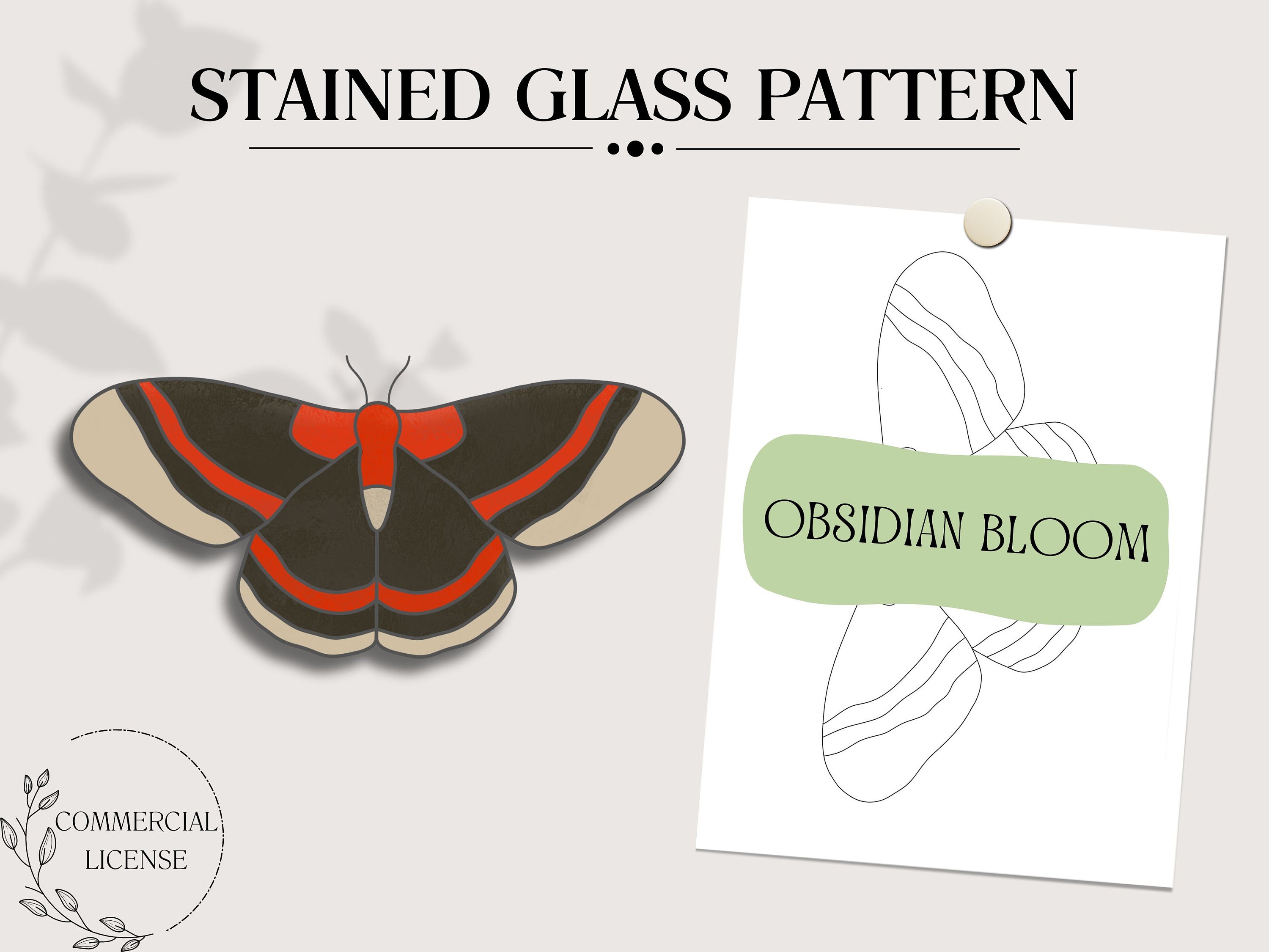 Stained Glass Cecropia Moth Pattern Template, PDF Digital Download, DIY ...