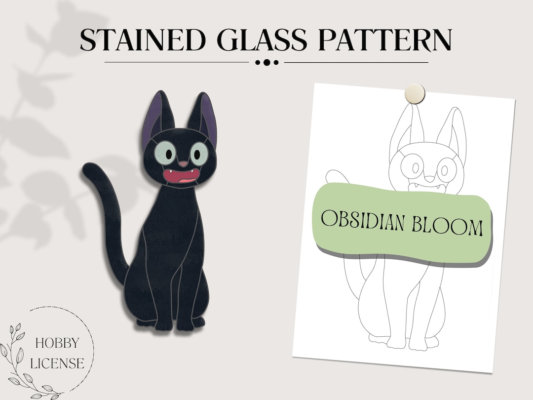 Stained Glass Jiji Studio Ghibli Pattern, Kikis Delivery Service ...