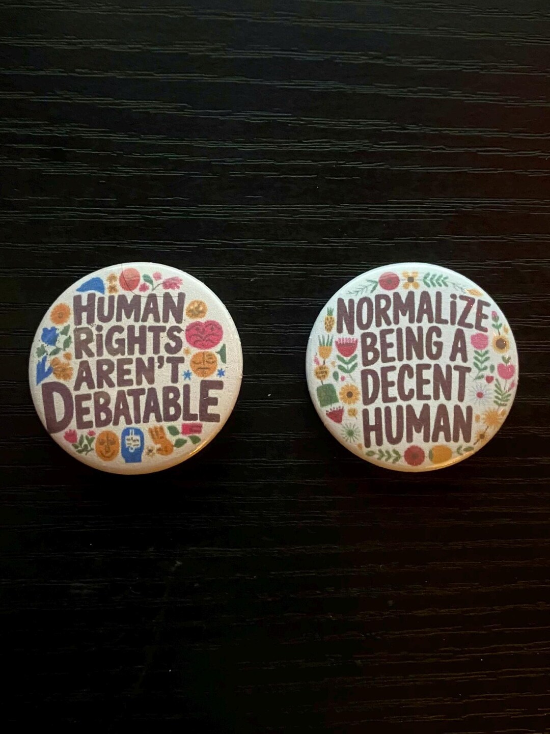 Human Rights Pin Back Button - Political Activist Acessory Small Badges ...