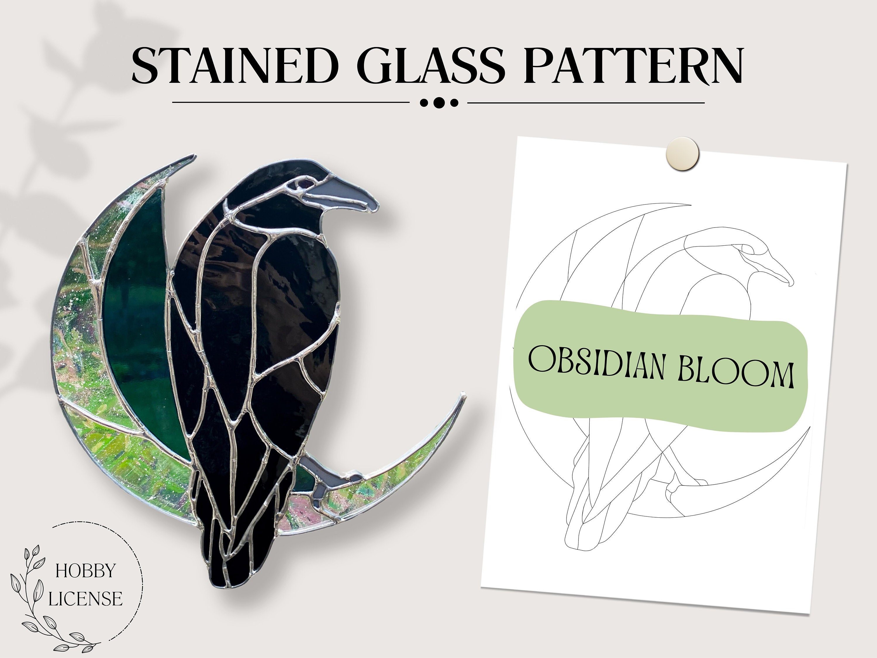 Stained Glass Pattern Template, PDF Digital Download, DIY Decor, Hobby ...