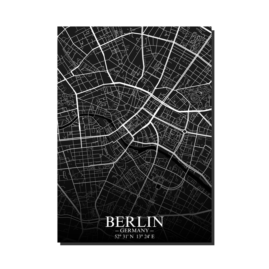 Berlin Germany Map Poster: Minimalist Black and White City Art - Etsy