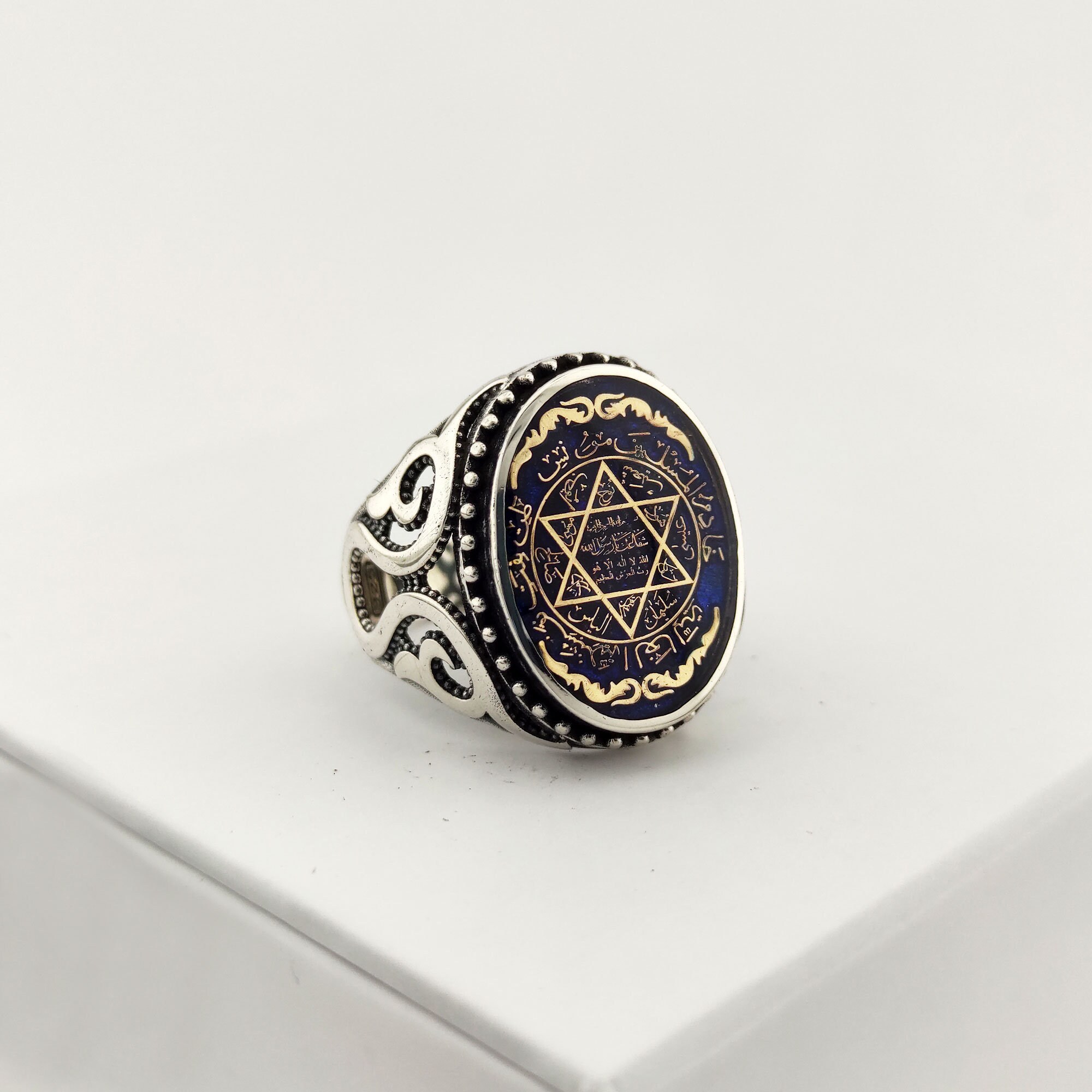 King Solomon Ring Unique Seal of Solomon Men Silver Ring - Etsy