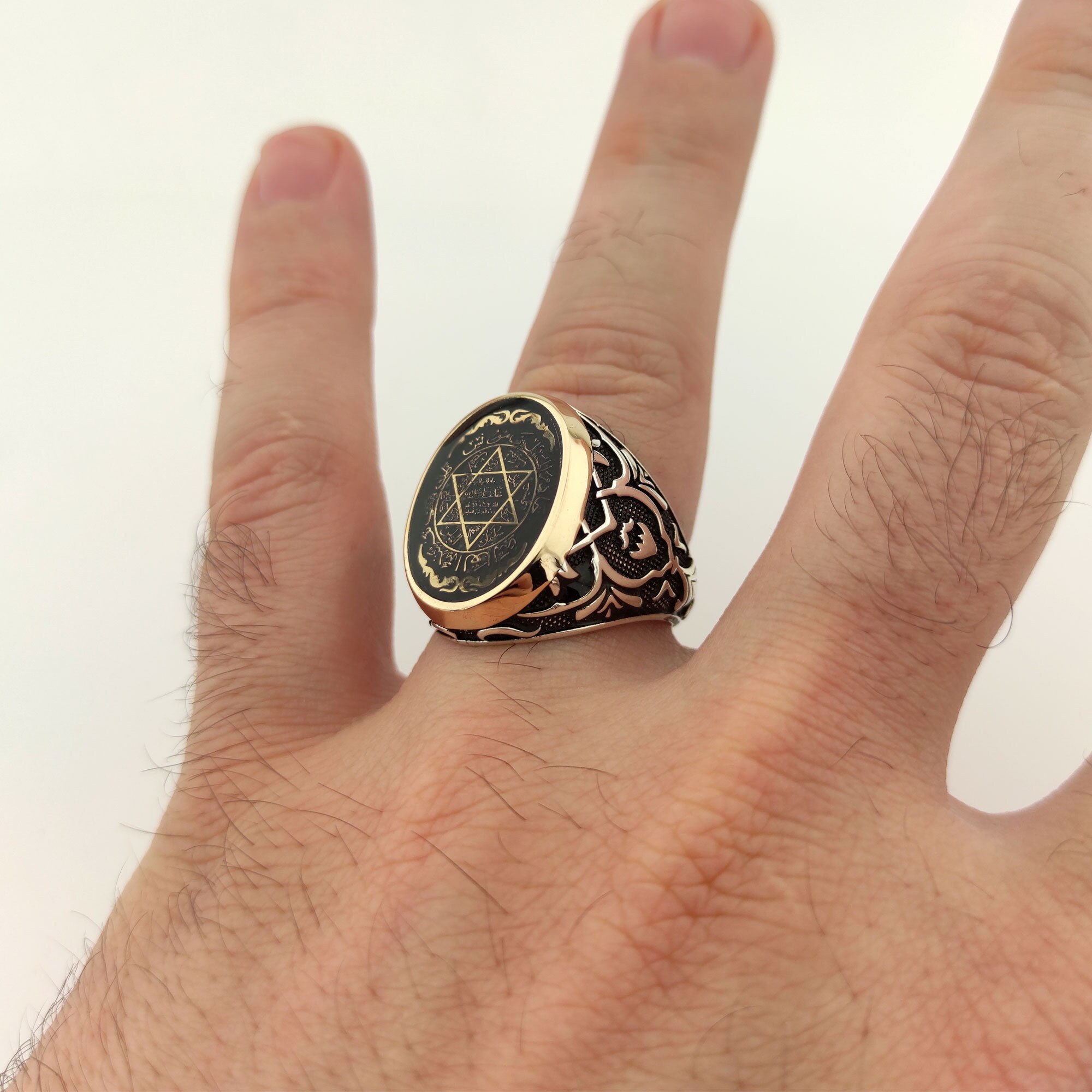 Silver Islamic Ring Seal of Solomon Ring King Solomon - Etsy