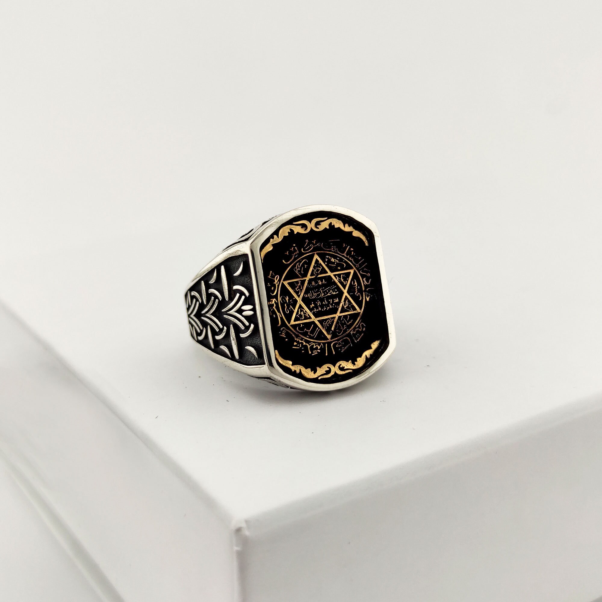 Silver Seal of Solomon Ring , Hz. Solomon Signet Ring , Star of David ...