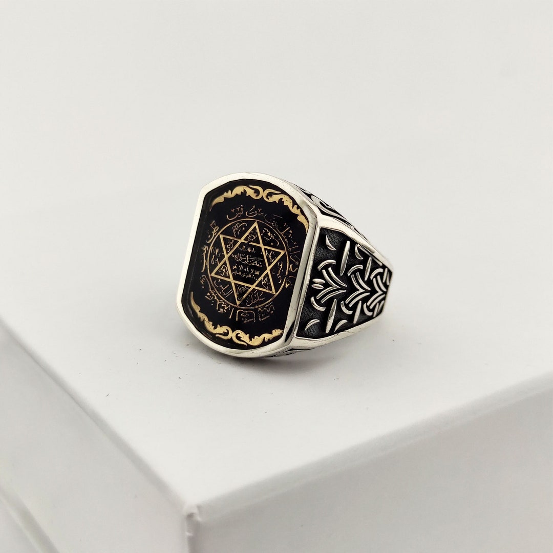 Silver Seal of Solomon Ring , Hz. Solomon Signet Ring , Star of David ...