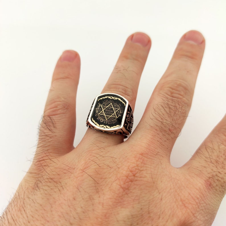 Silver Seal of Solomon Ring , Hz. Solomon Signet Ring , Star of David ...