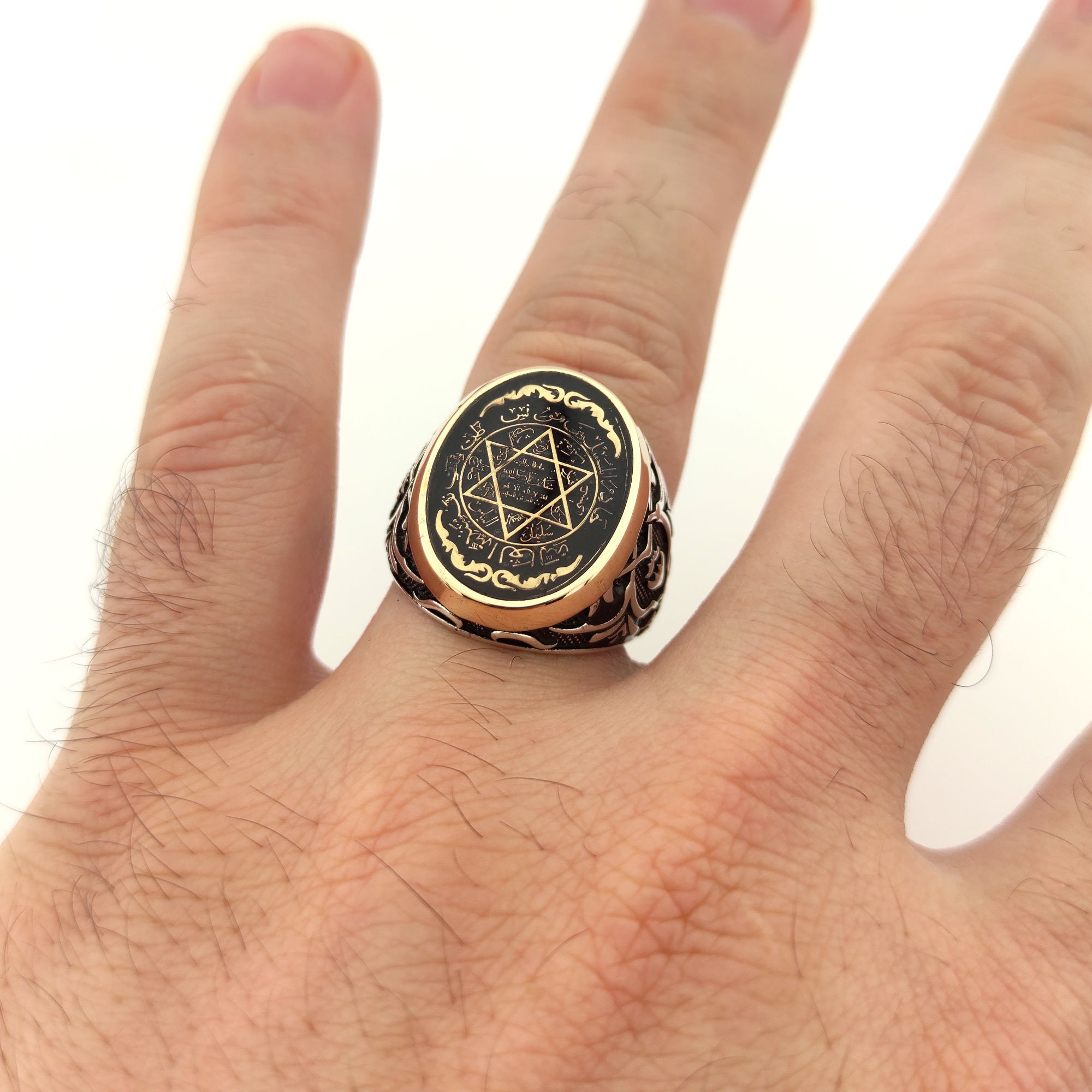 Silver Islamic Ring Seal of Solomon Ring King Solomon - Etsy