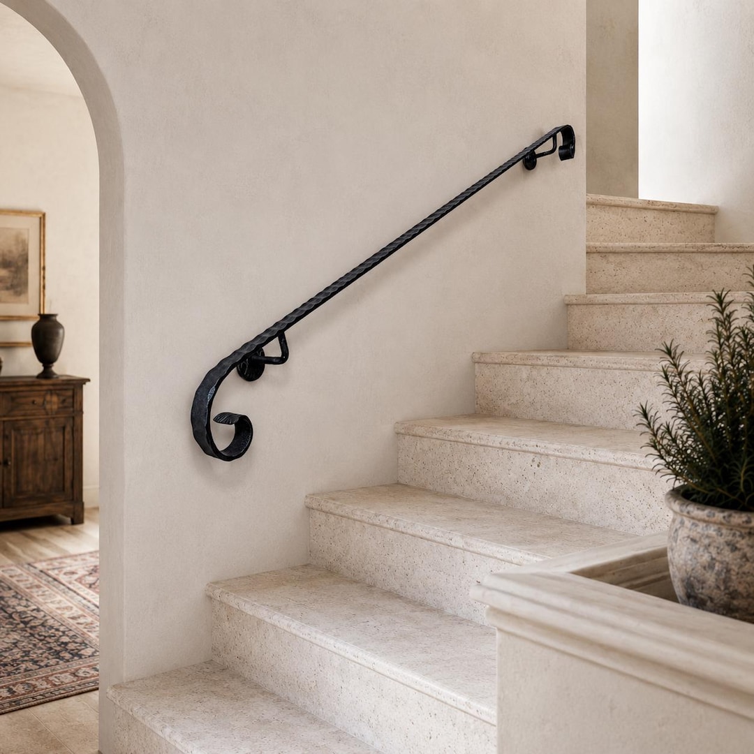 Wrought Iron Handrail | Handcrafted Wall-mounted Handrail | Indoor ...