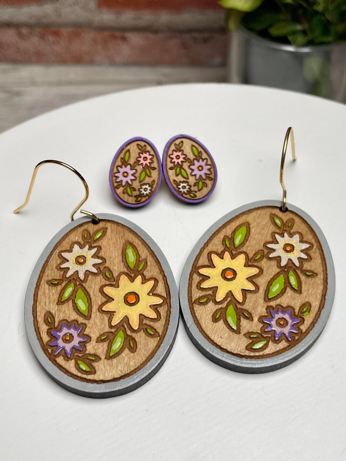 Flower Drop & Stud Bundle, Spring Floral Stud Earrings, Summer Earring, SVG Laser Design ...