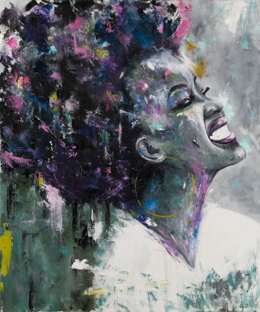 Original Oil Painting ART Black African Woman Miri Davidyan - Etsy