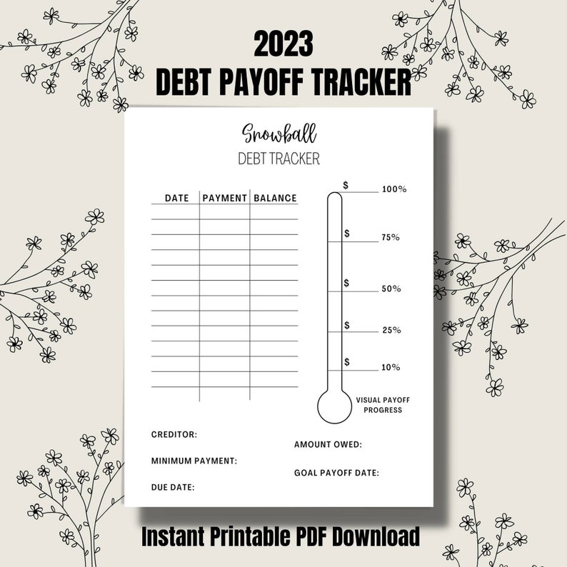 Debt Payoff Tracker Printable | Snowball Debt Tracker, Digital Download ...