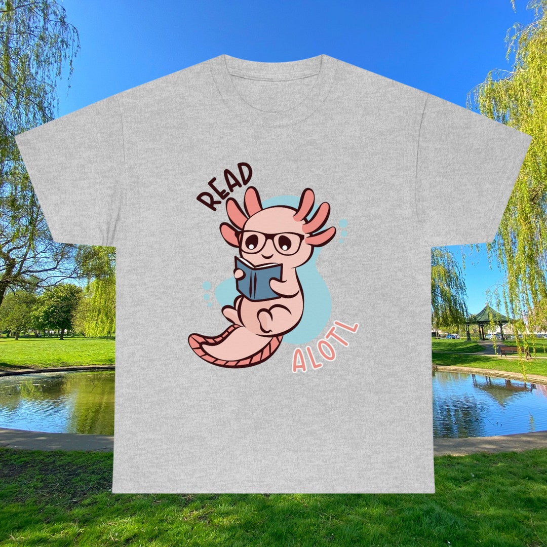 Axolotl Reading Books Shirt, Axolotls Amphibian Lover Gift, Girls Boys ...