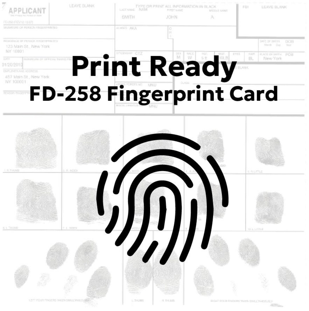 Print-ready FD-258 Fingerprint Card (fillable PDF) - Etsy