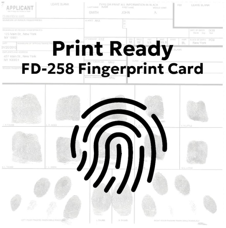 Print-ready FD-258 Fingerprint Card (fillable PDF) - Etsy