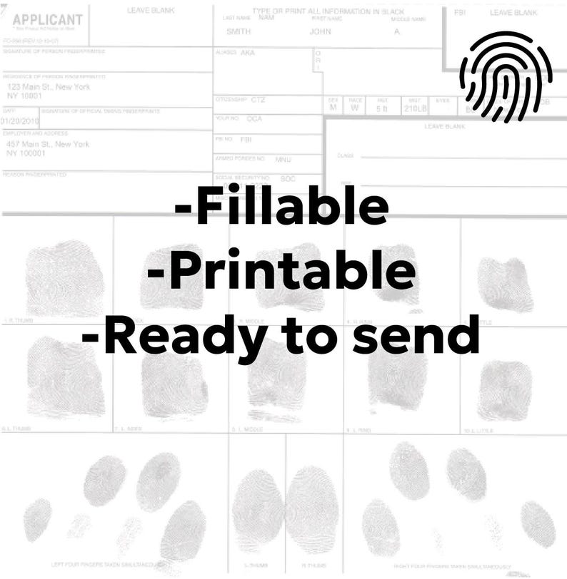 Print-ready FD-258 Fingerprint Card (fillable PDF) - Etsy