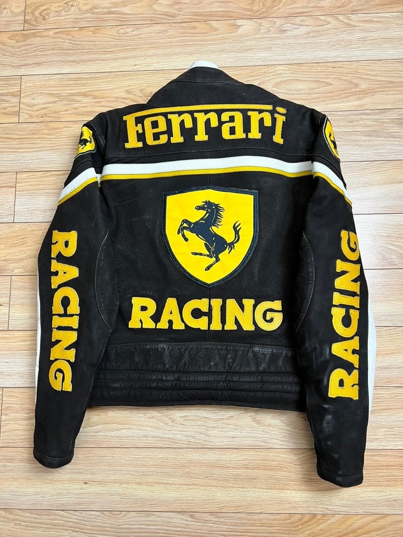 Ferrari F1 Racing Jacket Men Cowhide Leather Formula Man F1 - Etsy
