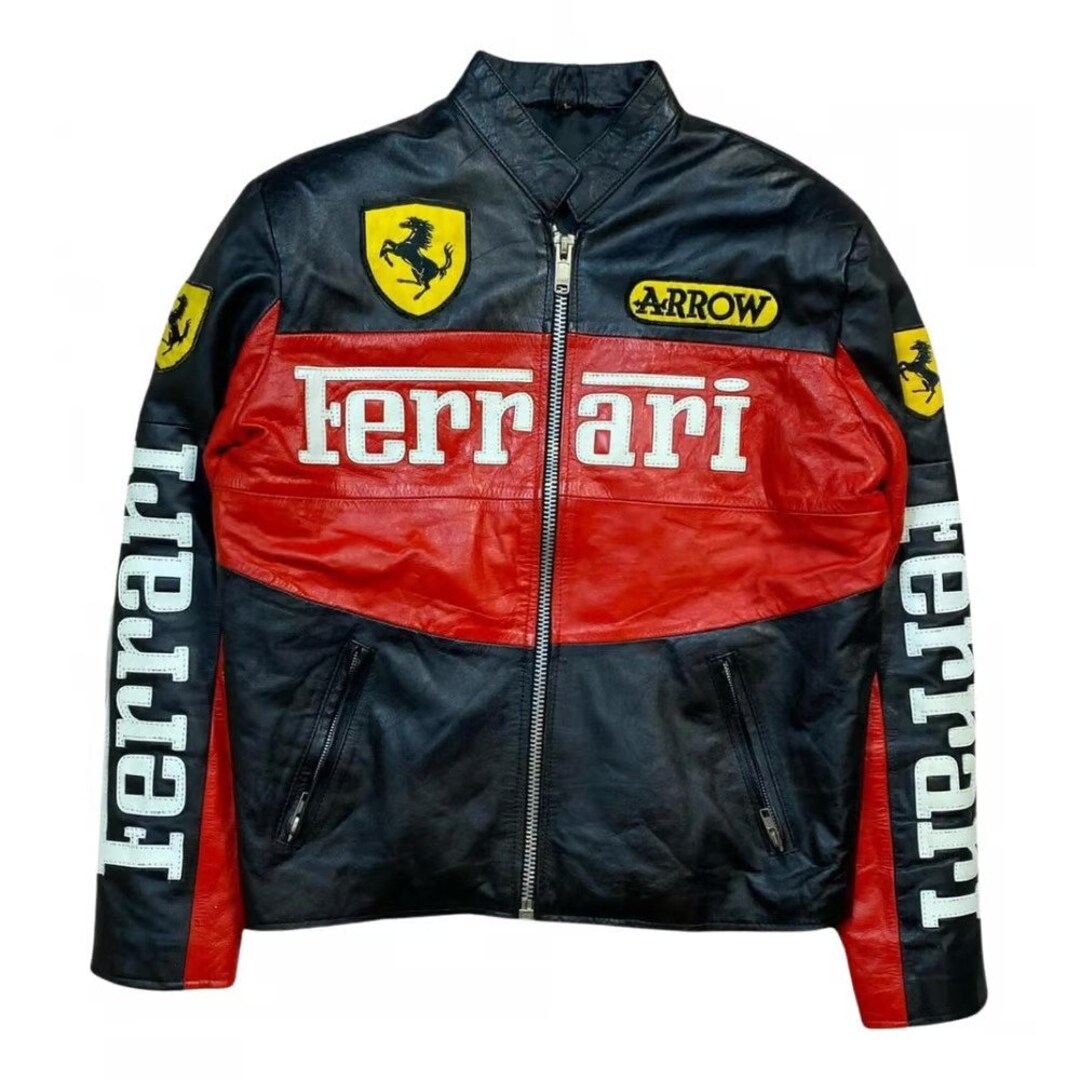 Ferrari F1 Racing Jacket Men Cowhide Leather Formula Man F1 - Etsy