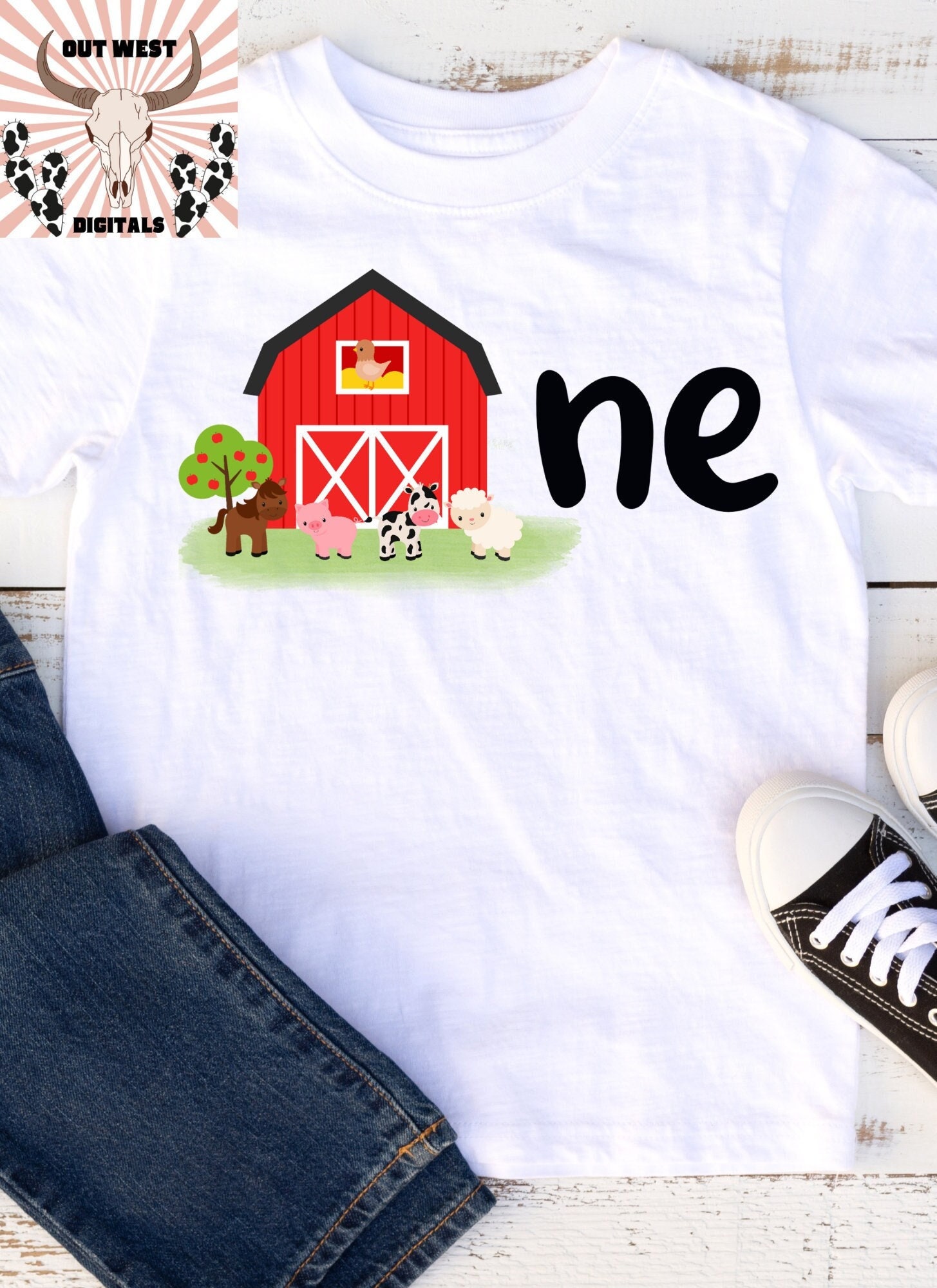 One Barnyard Birthday and Cow Print One Sublimation PNG Download ...