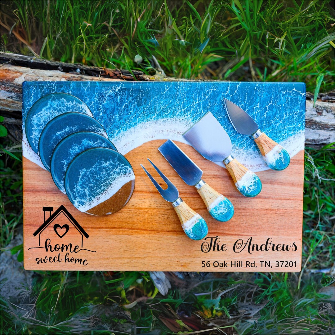 First Home Personalized Cheese Board: Address Cutting Board Zip Code ...