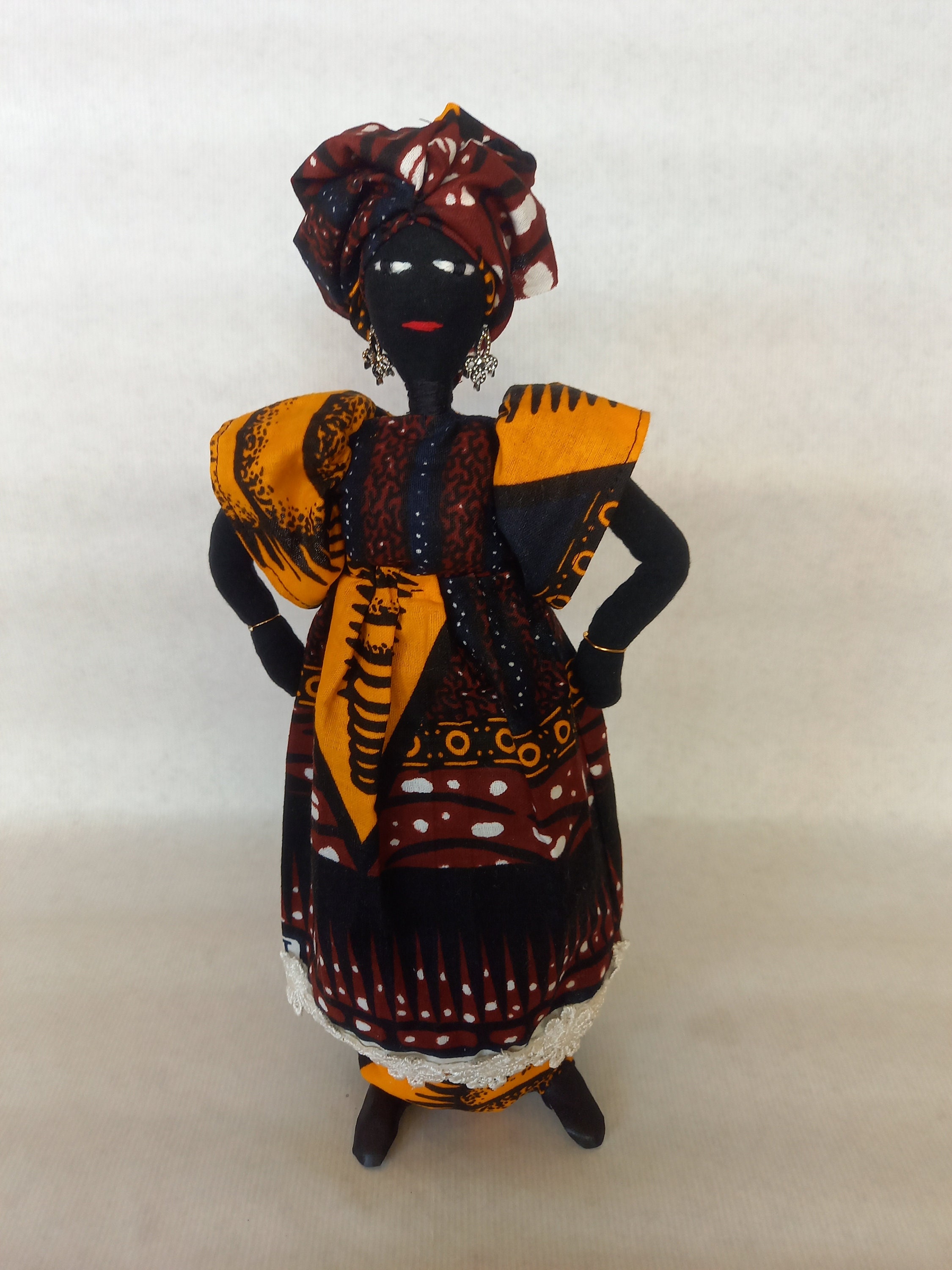 African Doll Handmade Senegalese Doll 11in / 28cm Wearing Traditional ...