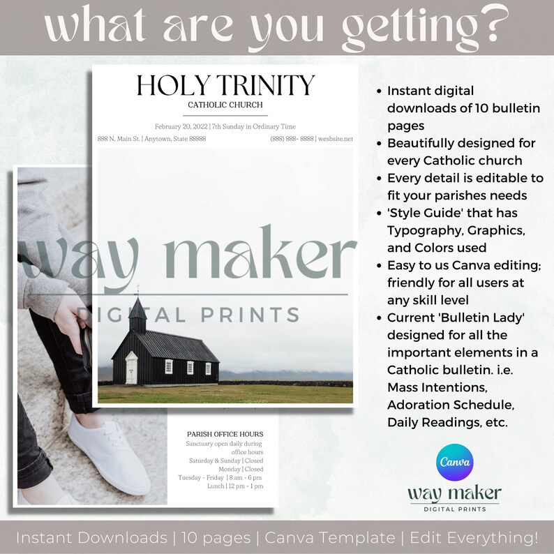 Editable Canva Template, Church Bulletin, Catholic Bulletin, Digital ...