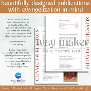 Editable Catholic Church Bulletin Template: Canva Design (digital ...