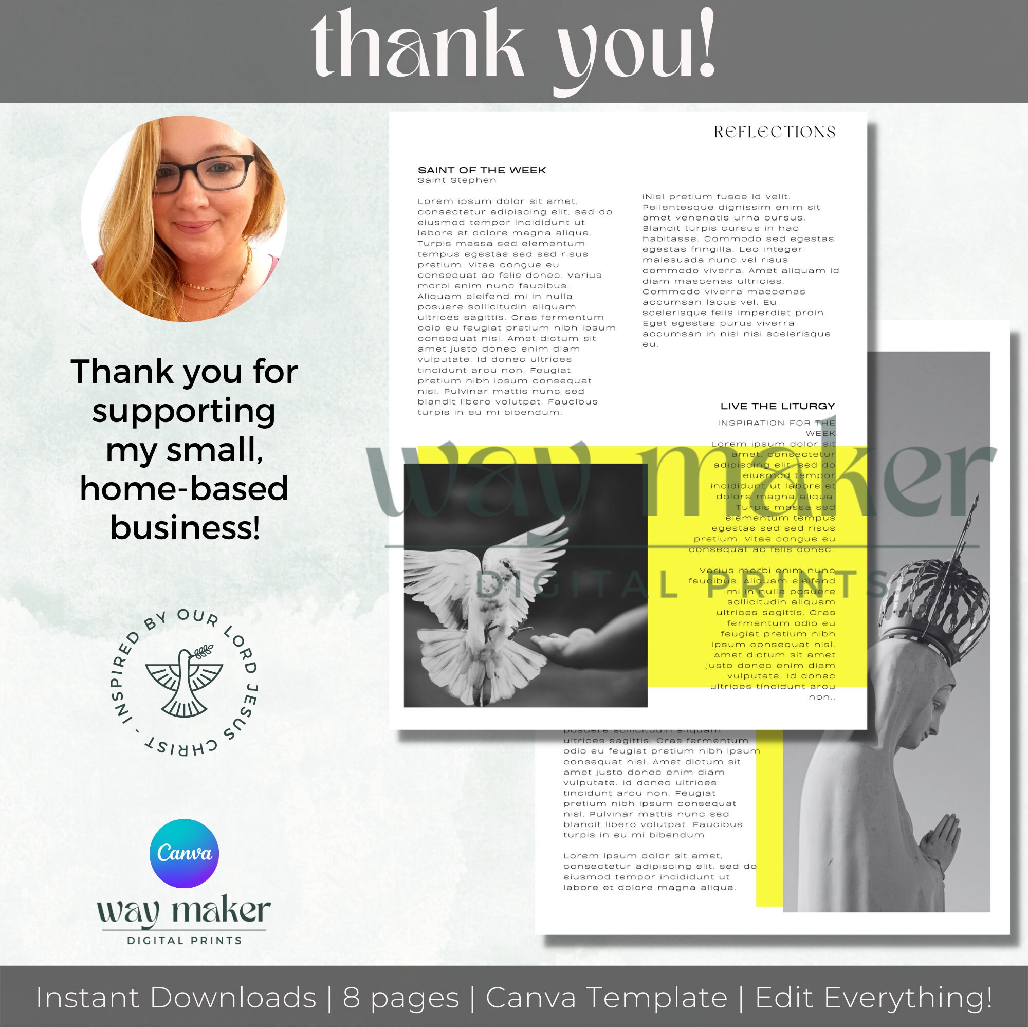 Editable Canva Template, Church Bulletin, Catholic Bulletin, Digital ...