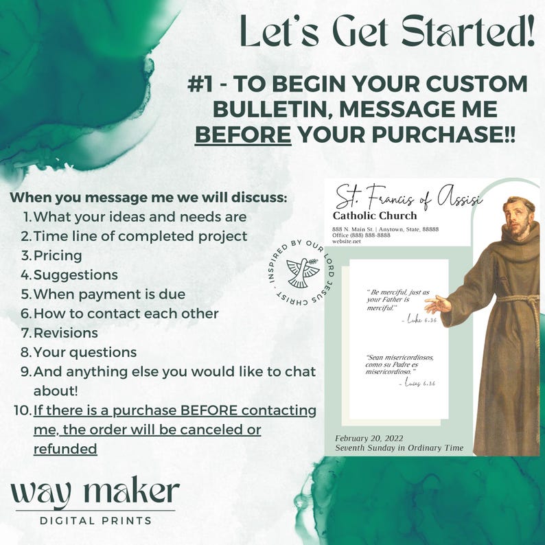 Custom Catholic Church Bulletin Template: Canva Design (digital ...